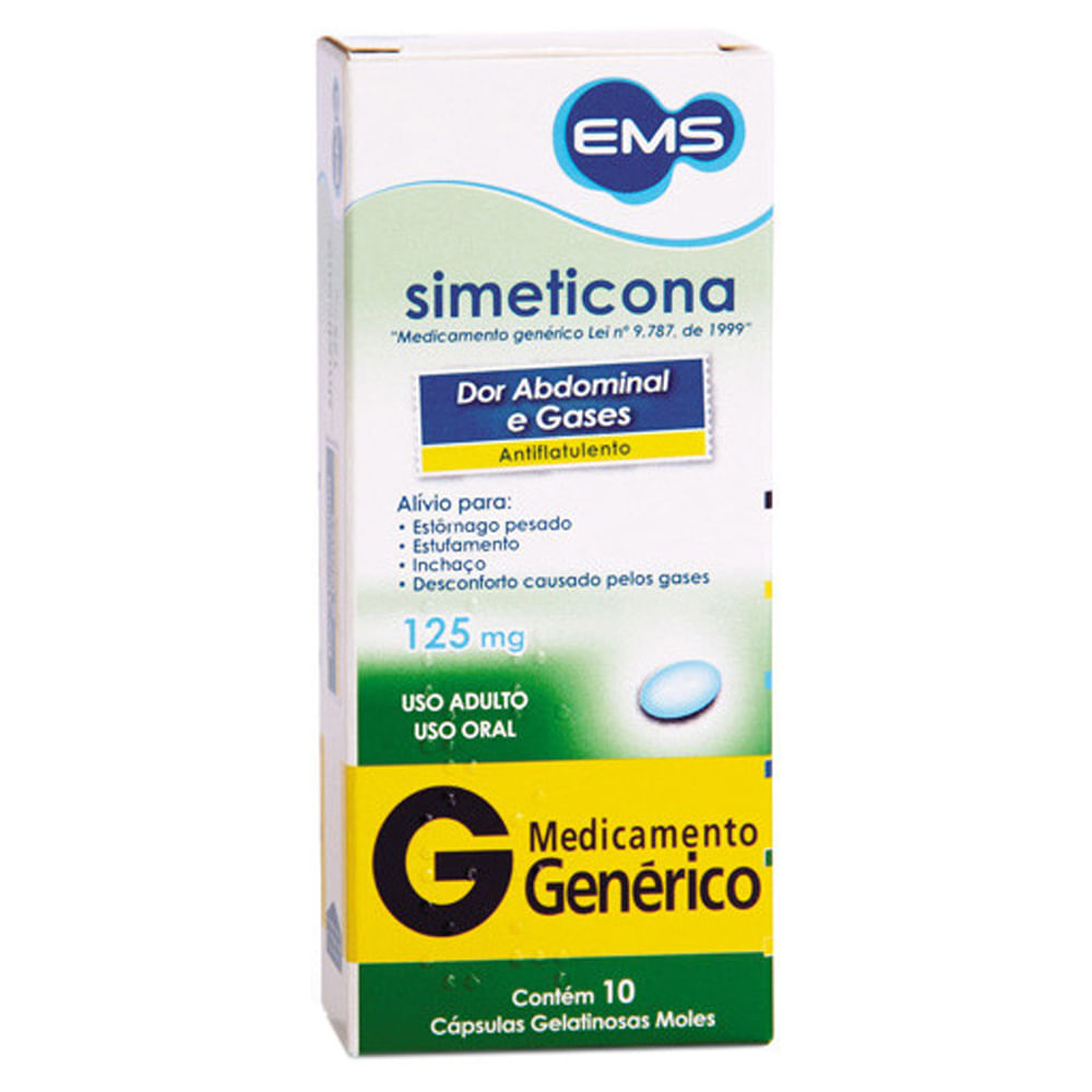 Simeticona Genérico EMS 125mg | Com 10 Cápsulas - Coop Drogaria