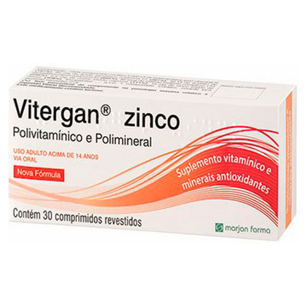Vitergan Zinco Marjan | Com 30 Comprimidos - Coop Drogaria