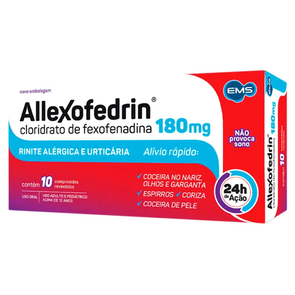 Allexofedrin EMS 180mg | Com 10 Comprimidos - Coop Drogaria