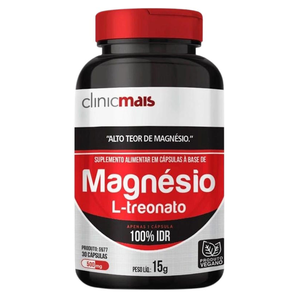 Magnésio L Treonato ClinicMais 500mg | Com 30 Cápsulas - Coop Drogaria