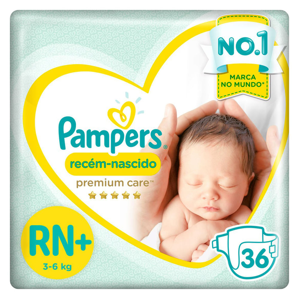 Fralda Infantil Pampers Premium Care Recém Nascido Tamanho RN+ | Com 36 ...