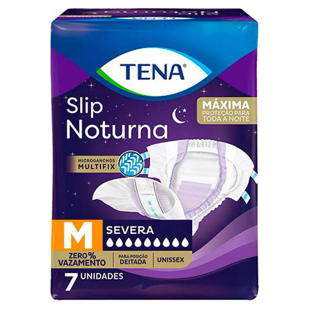 Fralda Geriátrica Tena Slip Noturna Tamanho M - Com 7 Unidades - Coop ...