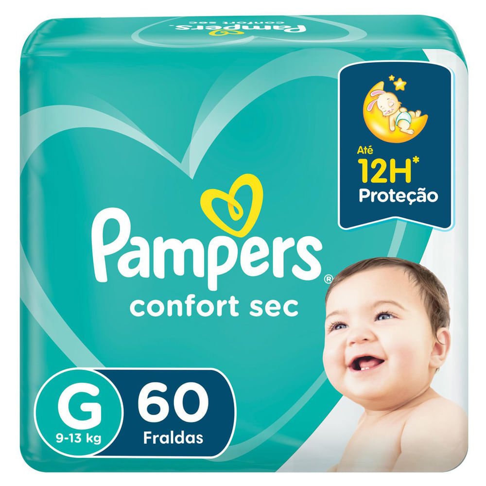 Fralda Infantil Pampers Confort Sec FortBag Tamanho G - Com 60 Unidades ...