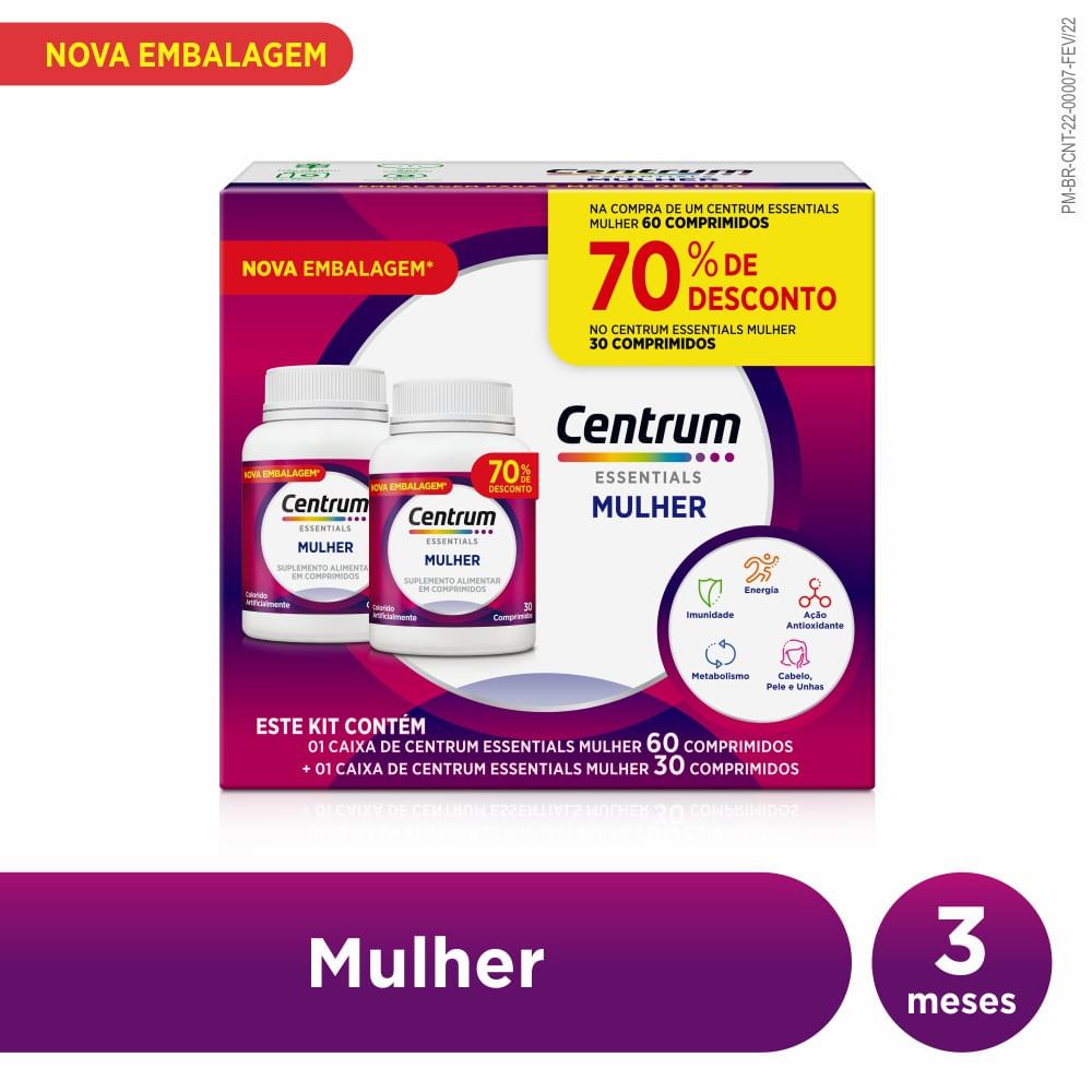 Centrum Essentials Gsk Mulher Kit | Com 60+30 Comprimidos - Coop Drogaria