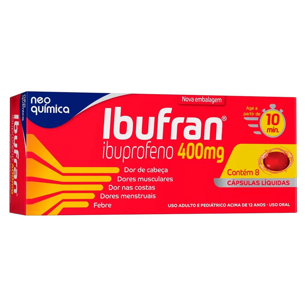 Ibufran Neo Química 400mg | Com 8 Cápsulas Gelatinosas - Coop Drogaria