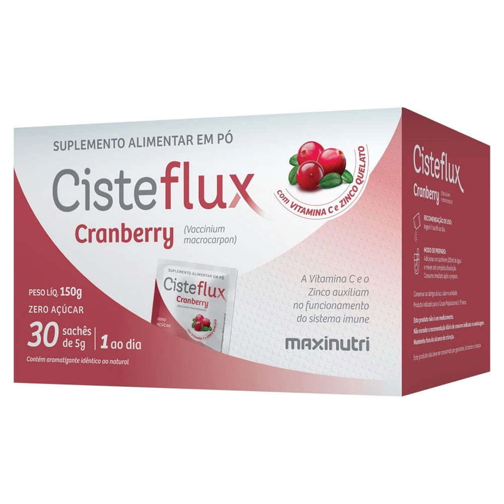 Cisteflux Maxinutri Sabor Cranberry Sachê 5g | Com 30 Unidades - Coop ...