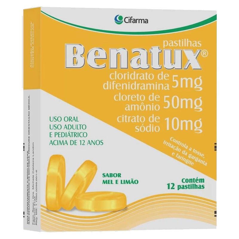 Benatux Cifarma Mel e Limão | Com 12 Pastilhas - Coop Drogaria