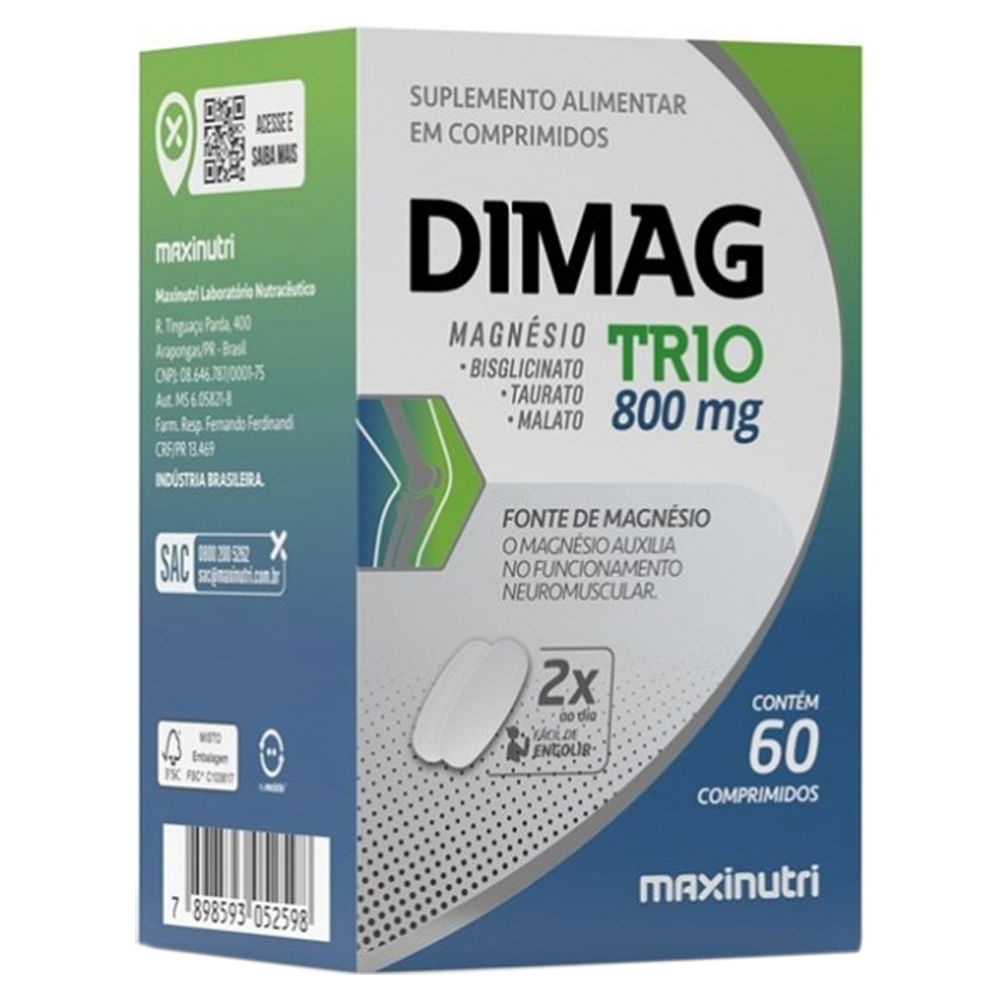Dimag Di-Magnésio Trio Maxinutri 800mg | Com 60 Cápsulas - Coop Drogaria