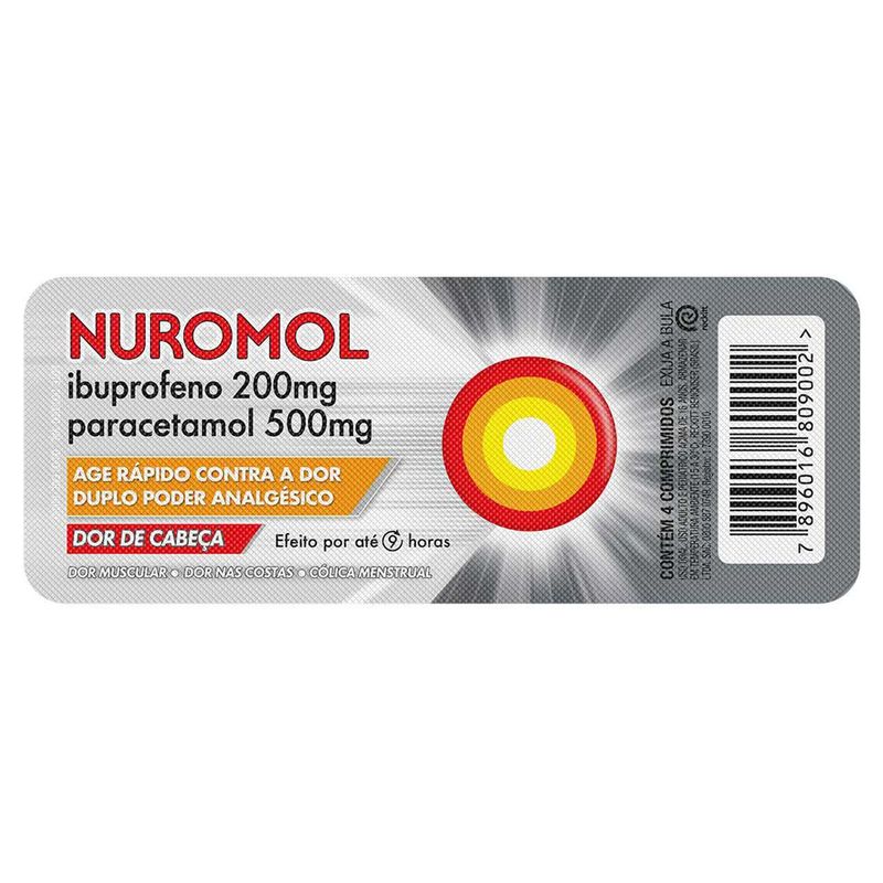 Nuromol Reckit Benckiser 200+500mg | 4Comp - Coop Drogaria