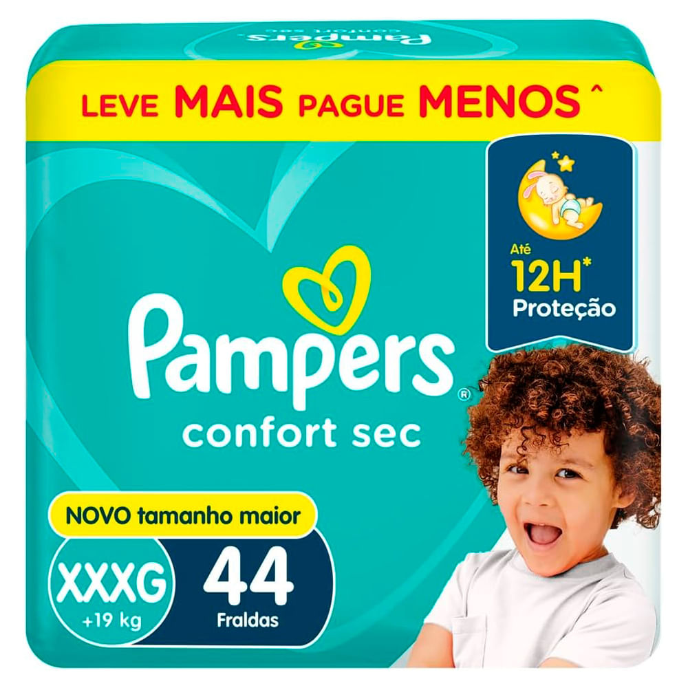 Fralda Infantil Pampers Confort Sec Tamanho XXXG | 44Und - Coop Drogaria