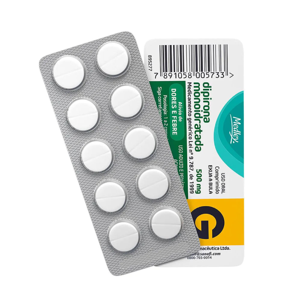 Dipirona Monoidratada Medley 500mg| 10 Comprimidos - Coop Drogaria
