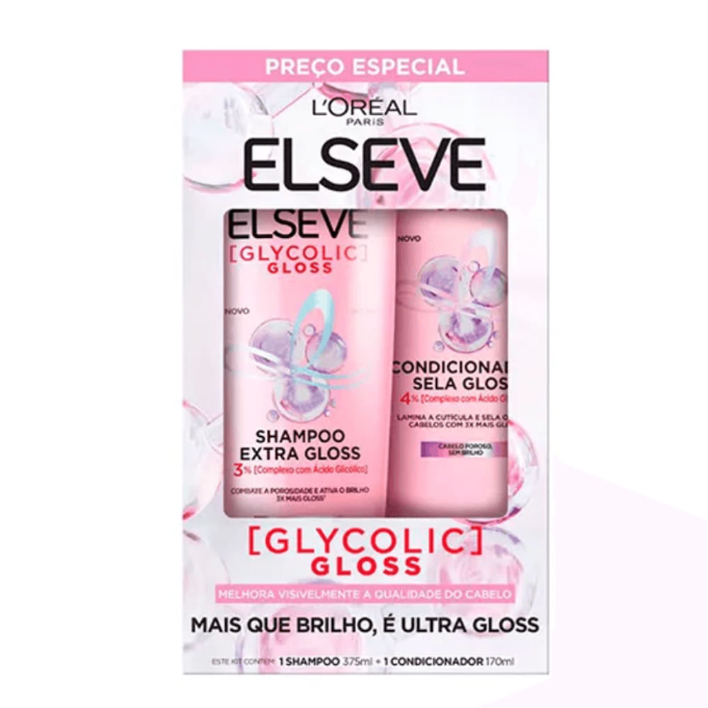 Kit Elseve Glycolic Gloss Shampoo 375ml + 1 Condicionador 170ml - Coop ...