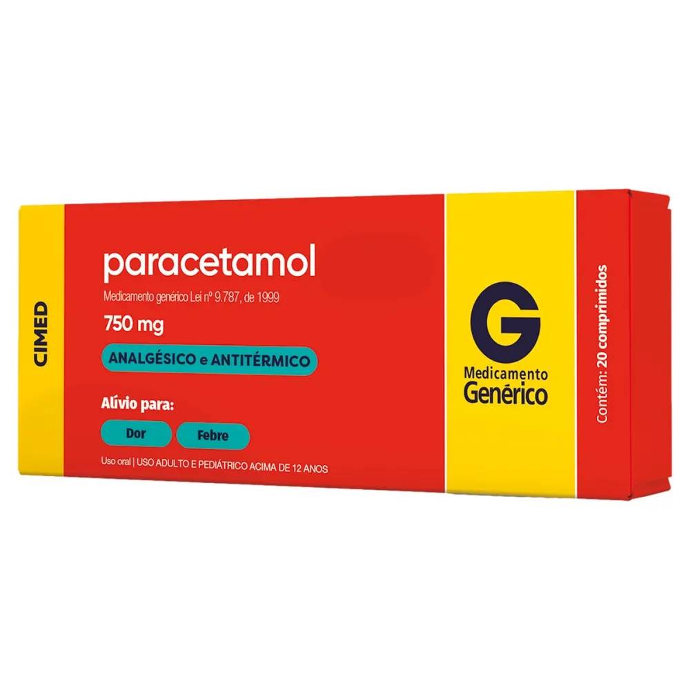Paracetamol 750mg Genérico 20 Comprimidos Cimed - Coop Drogaria