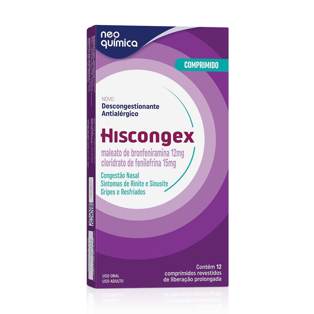 Hiscongex Maleato de Bronfeniramina 12mg + Cloridrato de Fenilefrina ...