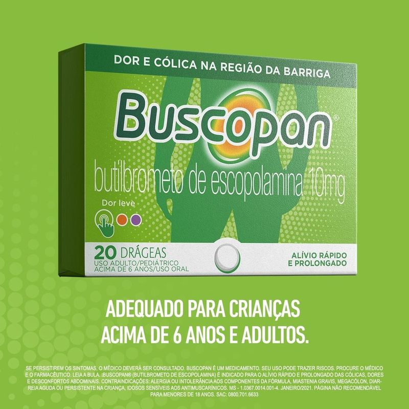 Analgésico e Antiespasmódico Buscopan 20 Drágeas - Coop Drogaria