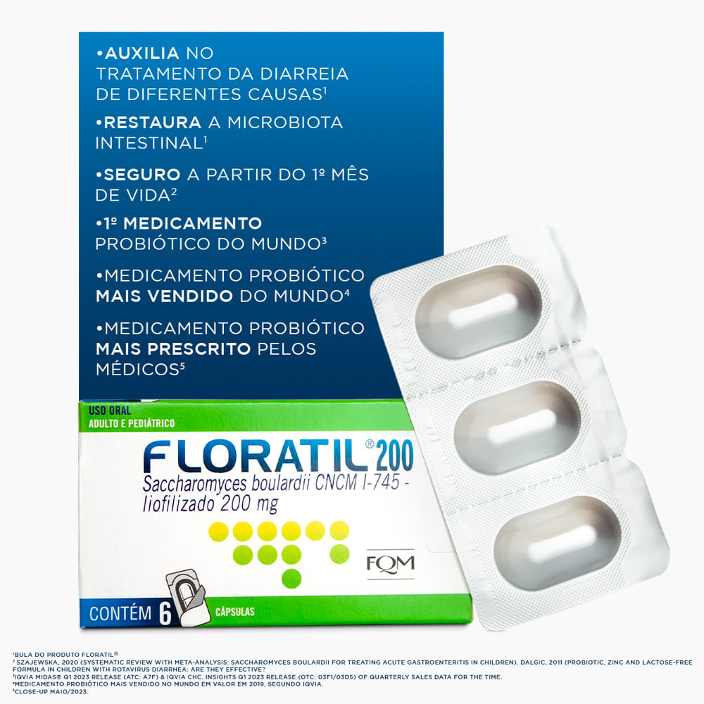 Floratil 200mg Probiótico 6 Cápsulas - Coop Drogaria