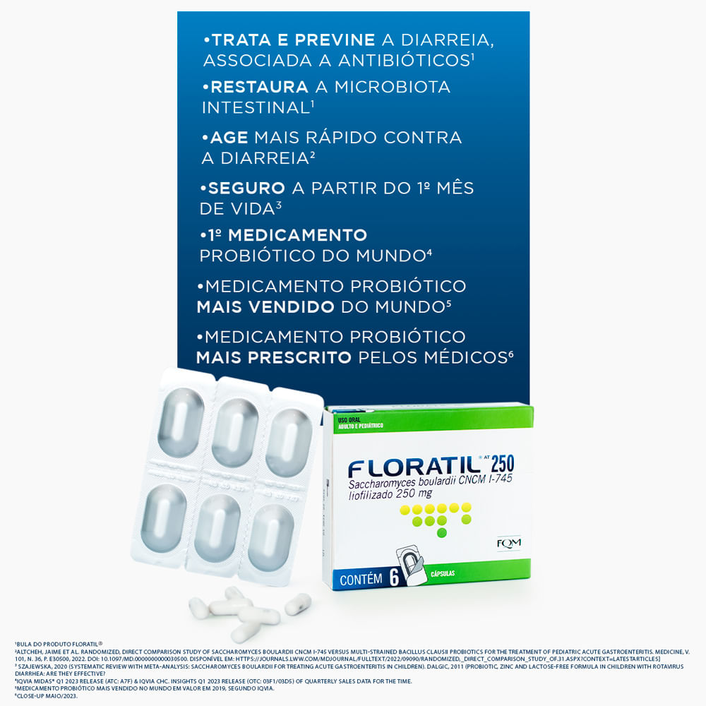 Floratil 250mg Probiótico 6 Cápsulas - Coop Drogaria