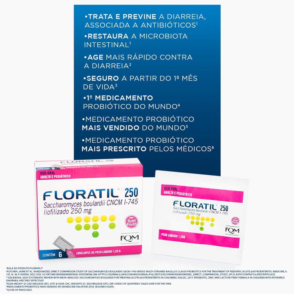 Floratil 250mg Probiótico em Pó 6 Envelopes - Coop Drogaria